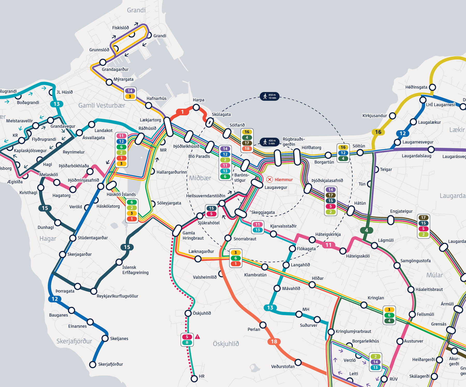Route system changes due to construction work at Hlemmur – Strætó